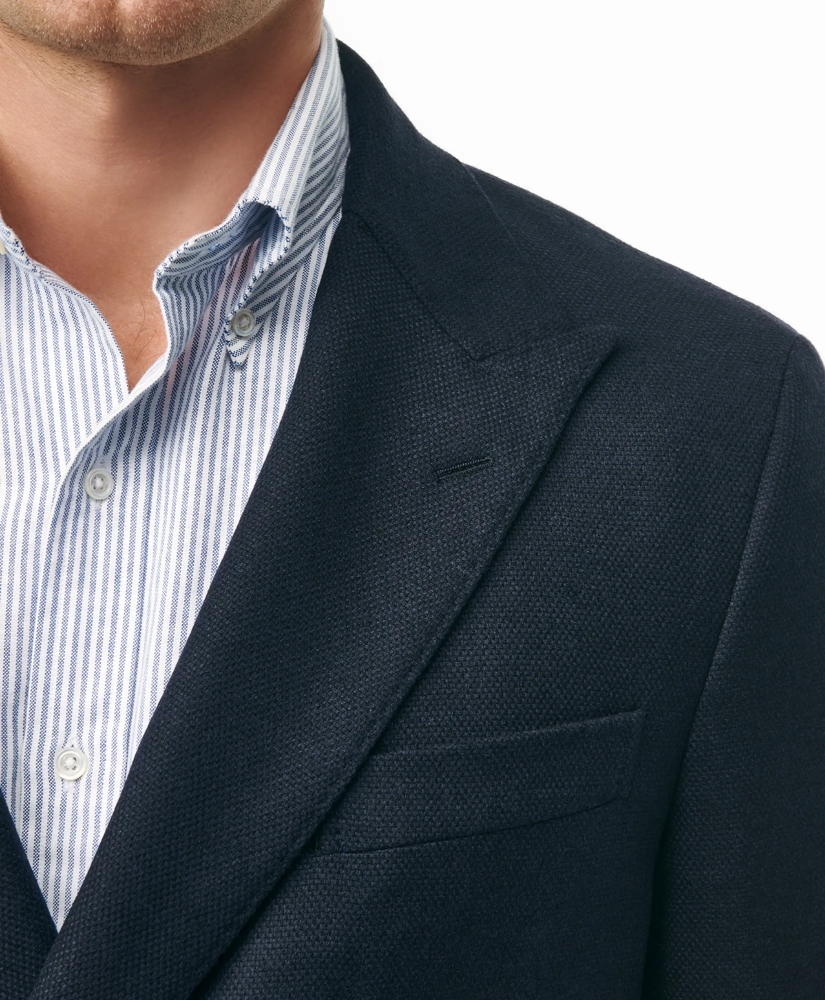Classic Fit Double-Breasted Blazer in Basketweave Wool-Cashmere Classic Fit Double-Breasted Blazer in Basketweave Wool-Cashmere