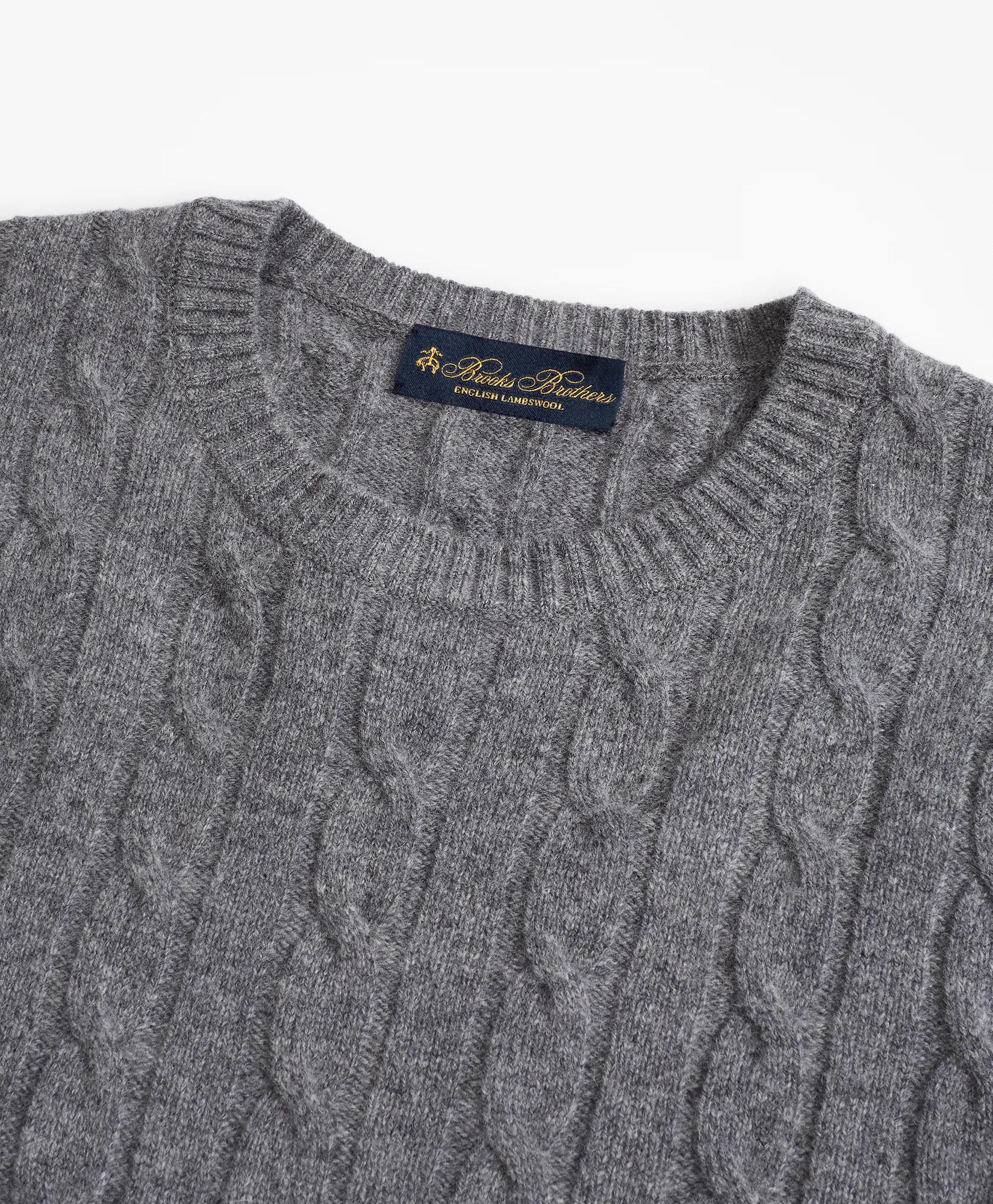 Lambswool Cable Crewneck Sweater | Brooks Brothers Lambswool Cable Crewneck Sweater | Brooks Brothers
